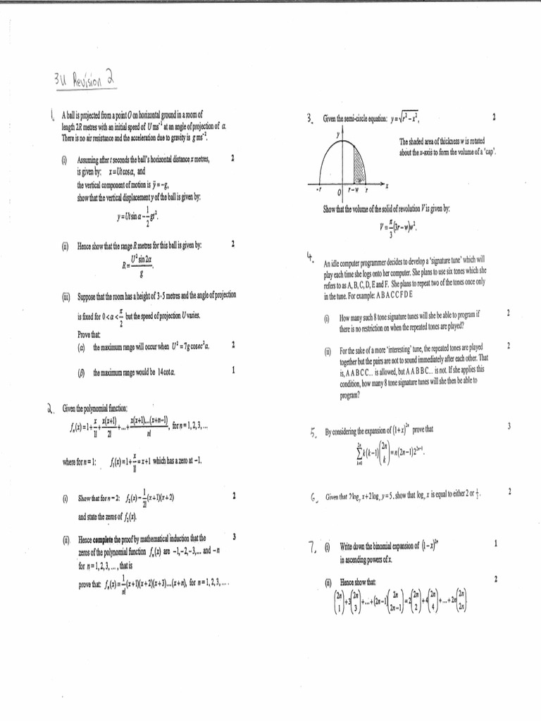 Year 12 Ext 1 Revision 2 | PDF