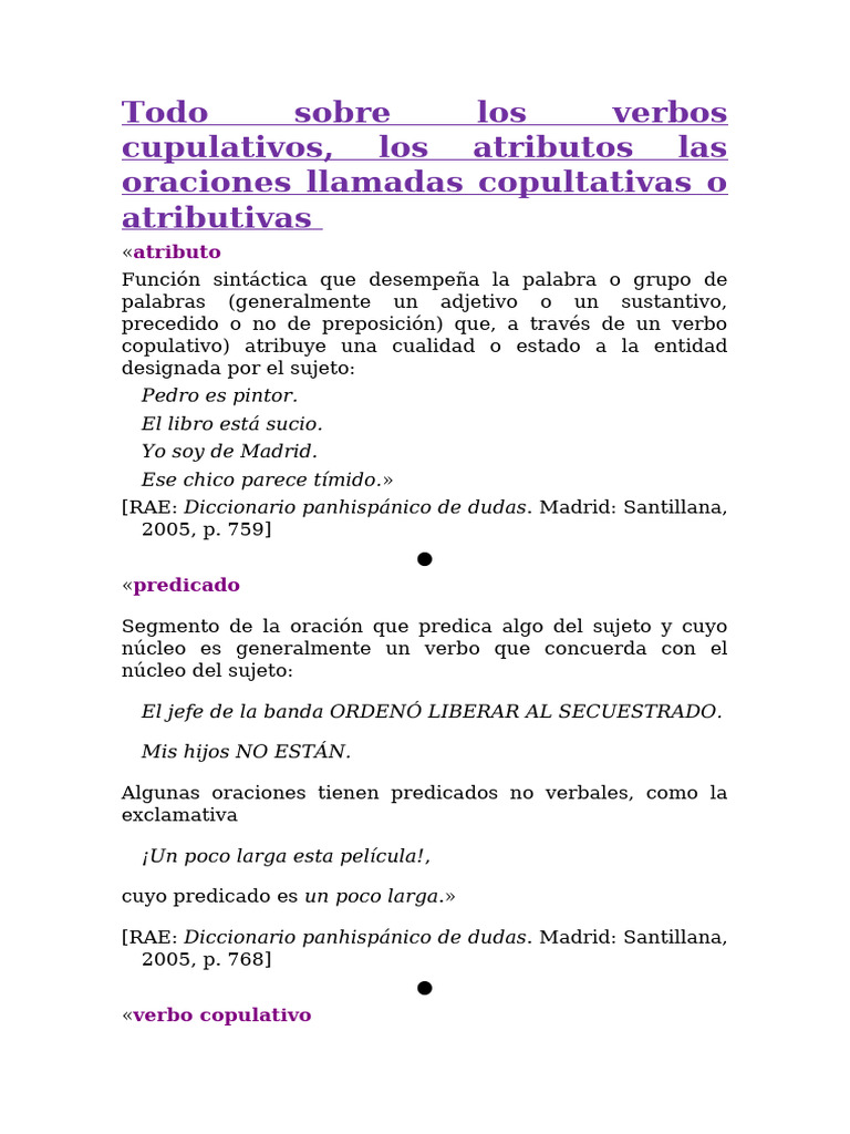 Atributo y Verbos Copulativos | PDF | Predicado (Gramática) | Verbo
