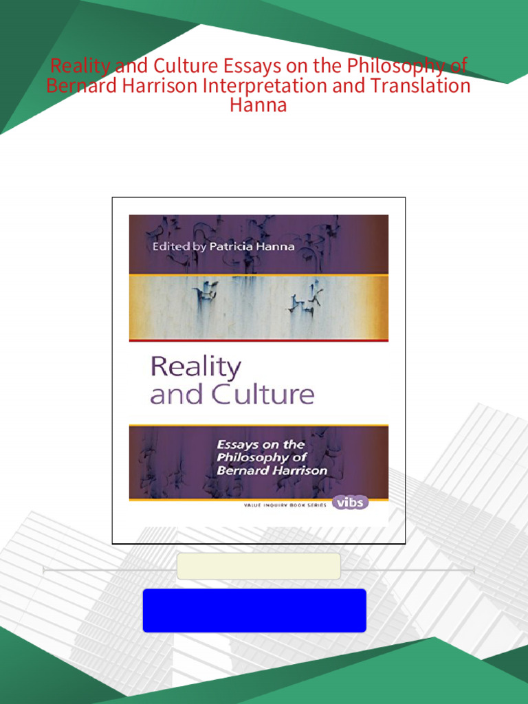 Reality and Culture Essays On The Philosophy of Bernard Harrison ...