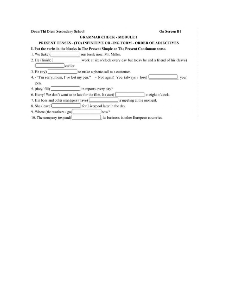 Worksheet Cam 4 Esl | PDF