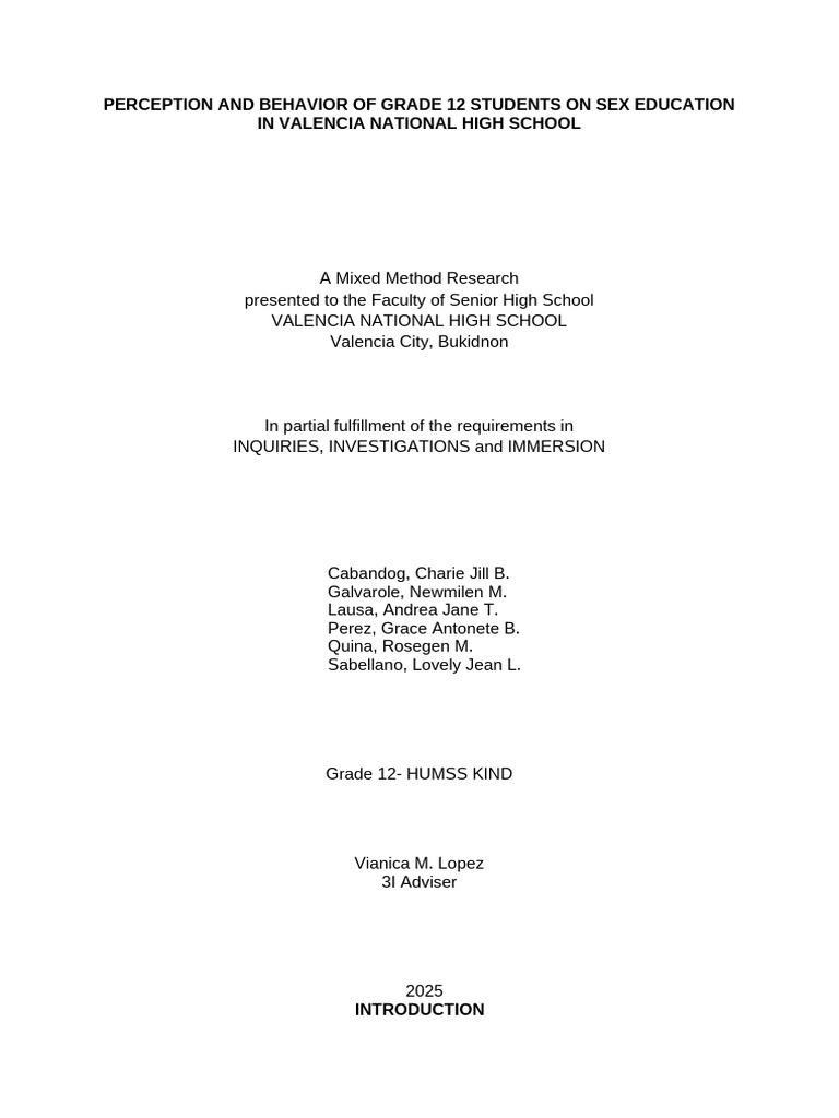 3i-Chapter-1-3-Group-7 Revised | PDF | Sex Education | Sexual Intercourse