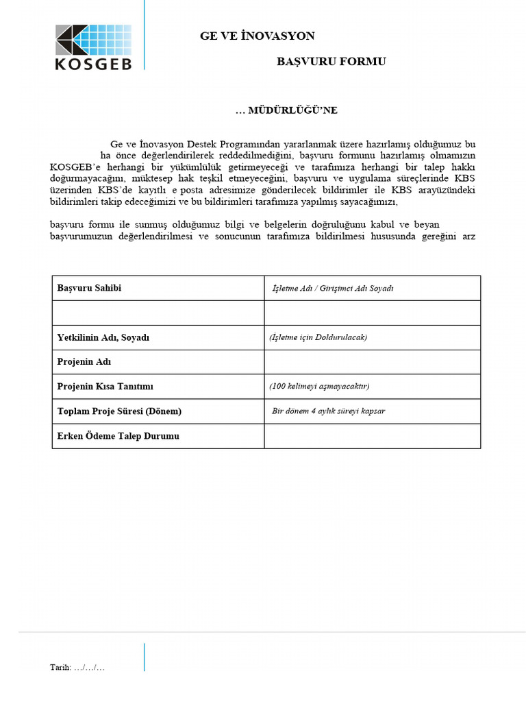 3-Proje Başvuru Formu | PDF