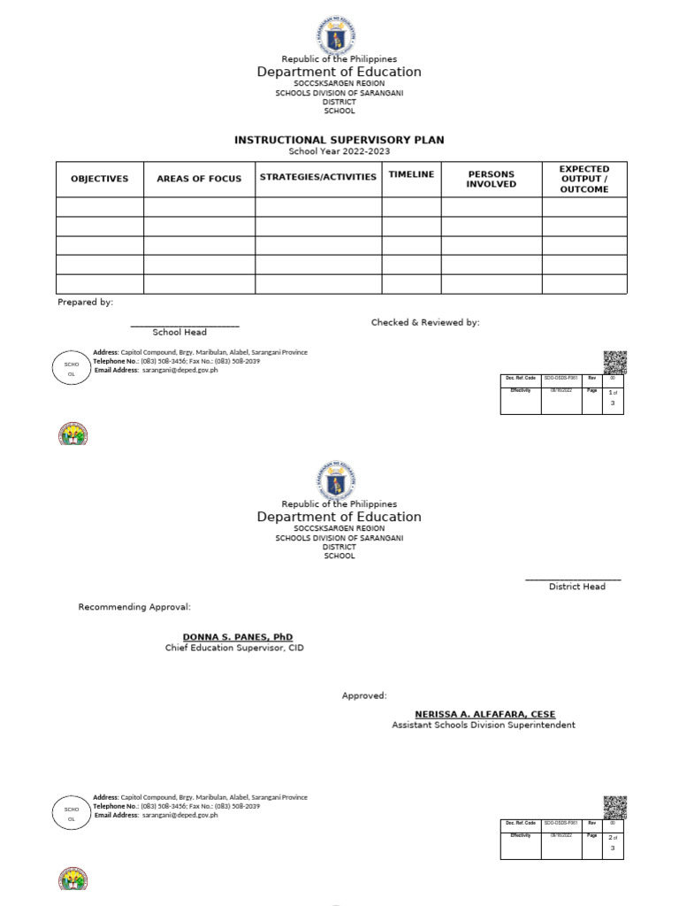 Coded Instructional-Supervisory-Plan | PDF