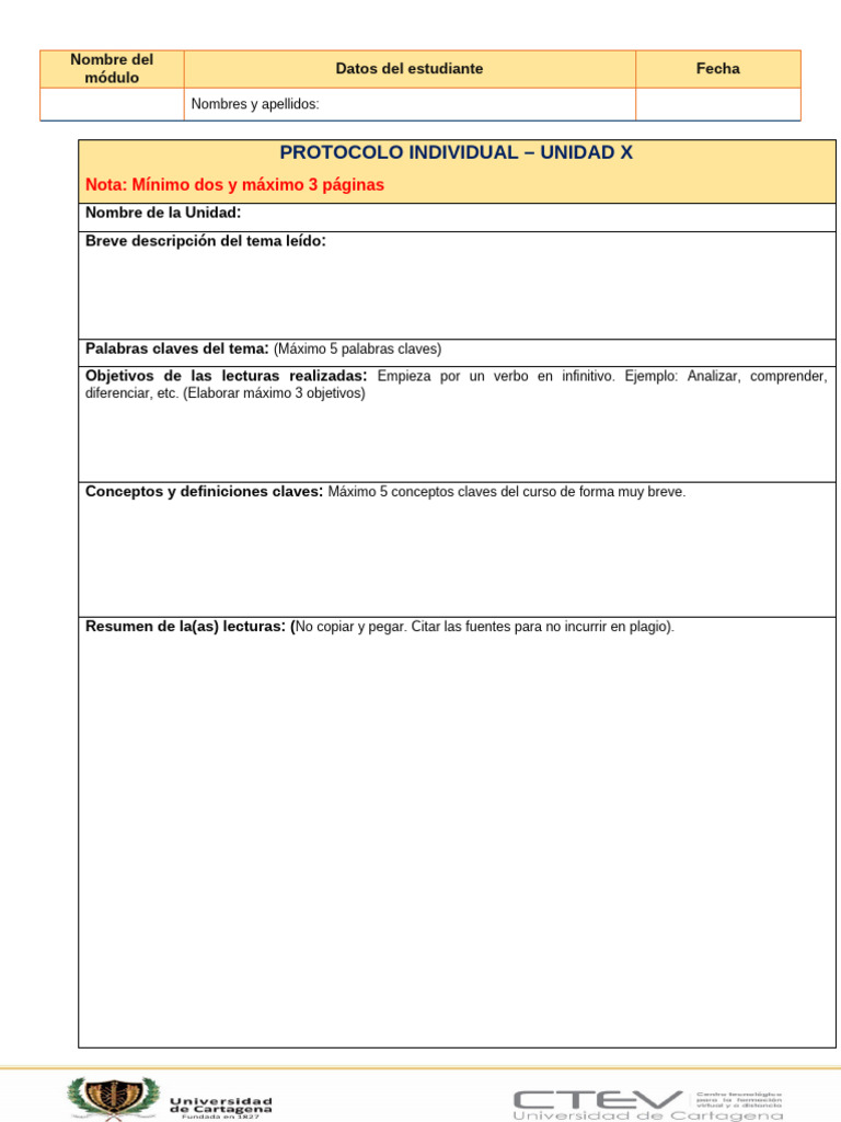 Nueva Plantilla Protocolo Individual | PDF