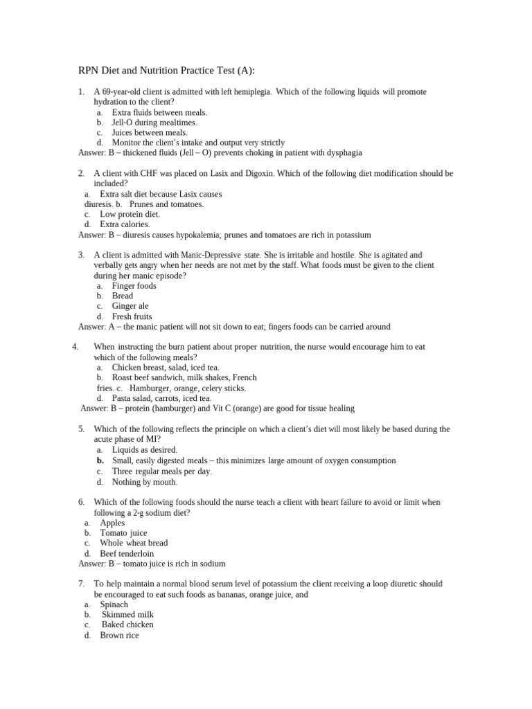 RPN - Diet and Nutrition (A) | PDF | Foods | Dieting