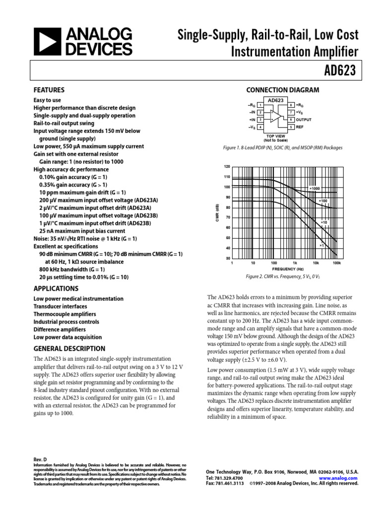 AD623 | PDF | Amplifier | Resistor