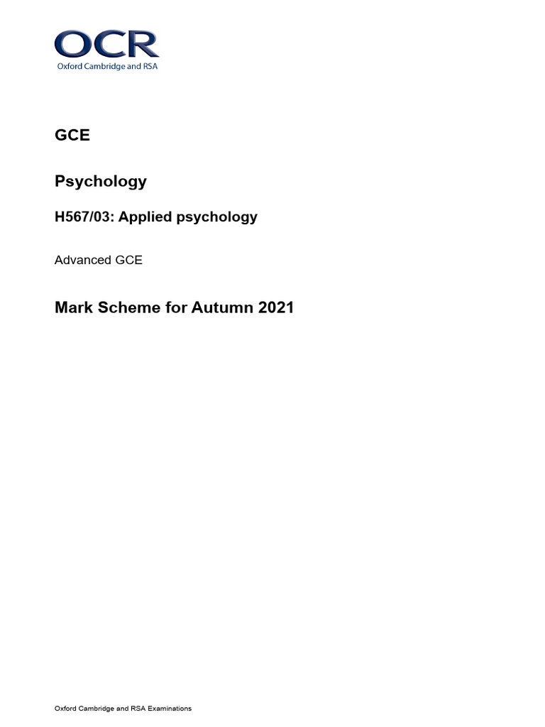 Mark Scheme Applied Psychology | PDF | Intelligence | Psychology