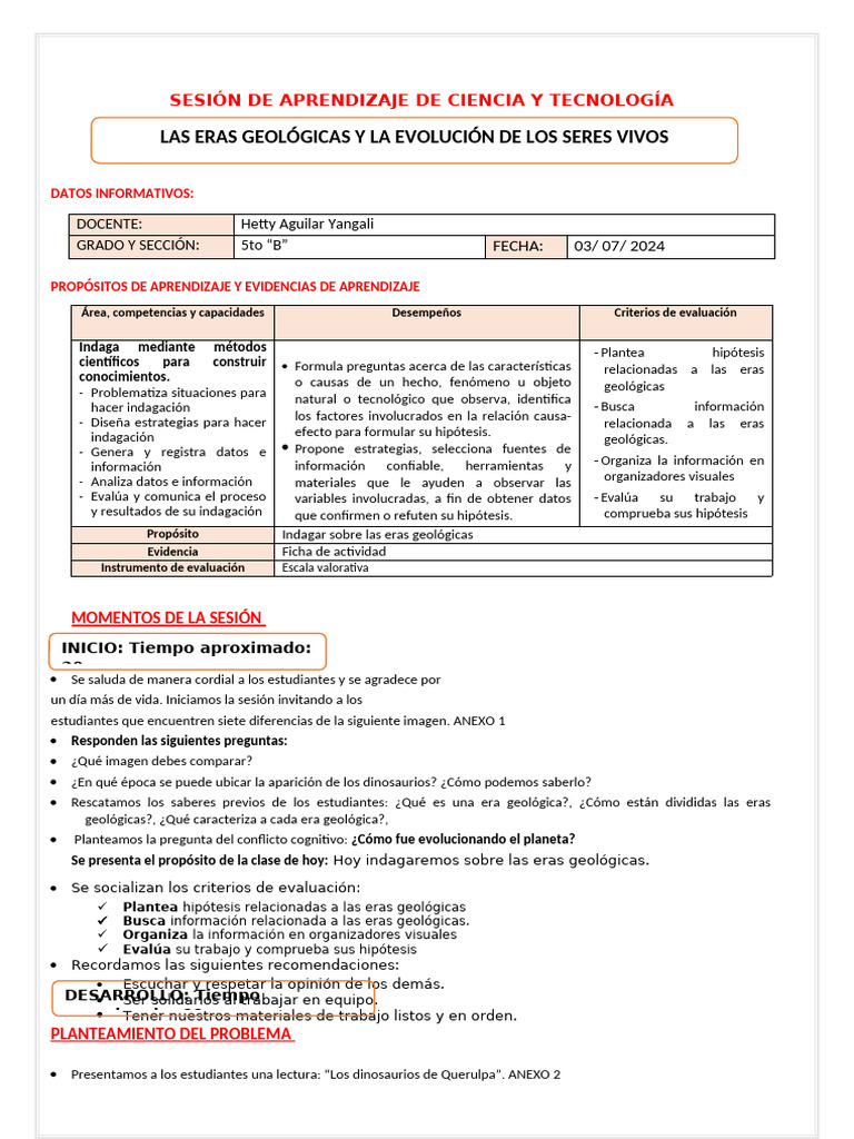 Cyt - Las Eras Geológicas y La Evolución de Los Seres Vivos | PDF | Ciencias de la Tierra | Geología