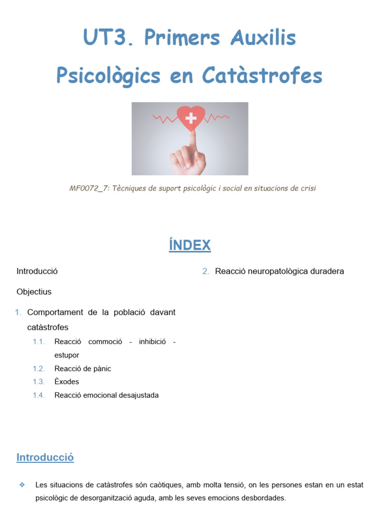 UT3. PAP en Catàstrofes | PDF