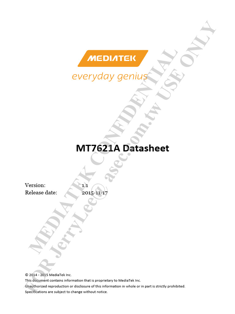 MT7621A Datasheet v1.1 | PDF | Usb | Multi Core Processor