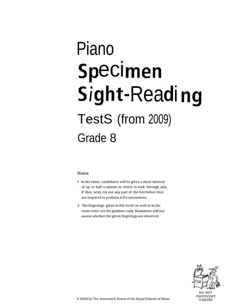 Grade 8 Piano Specimen Sight Reading Tests 2009pdf | PDF | Tempo ...