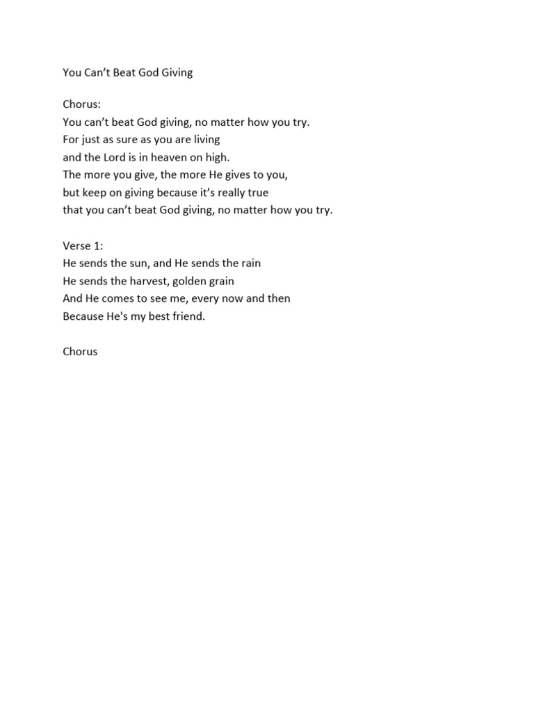 You Can't Beat God Giving | PDF