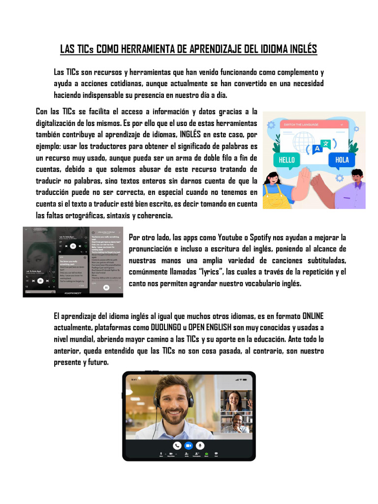 Las TICs como herramienta de aprendizaje del idioma inglés | PDF