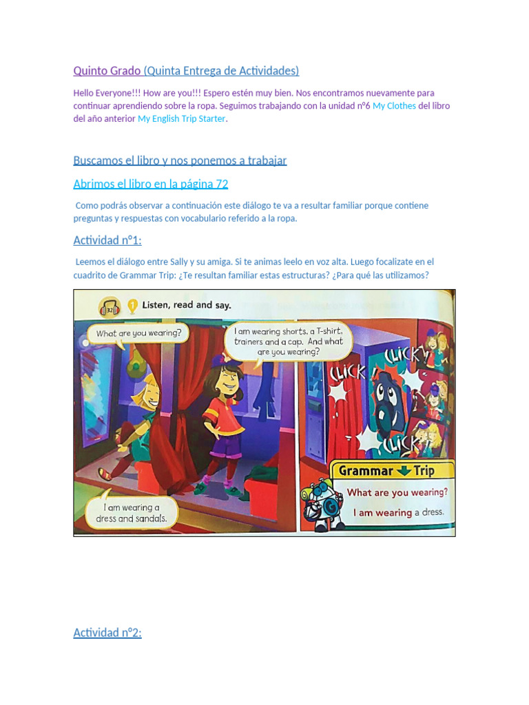 Actividades de Ropa para Quinto Grado | PDF