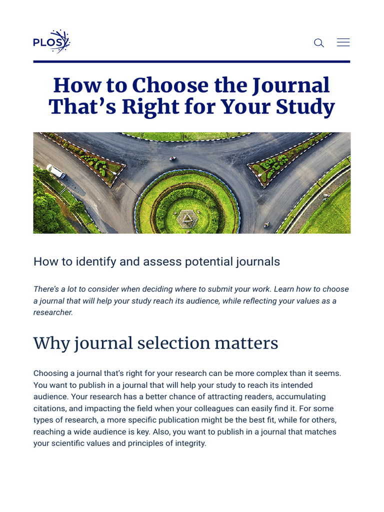 How To Choose The Journal That's Right For Your Study - PLOS | PDF ...