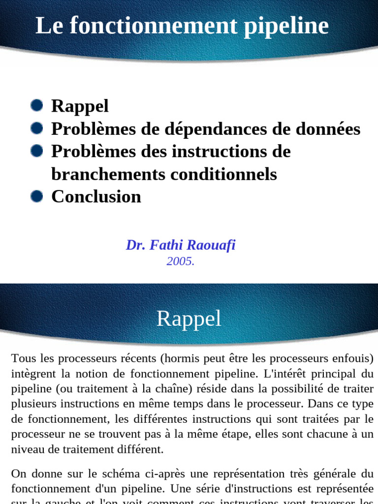 Fonctionnement du pipeline processeur | PDF | Microprocesseur ...