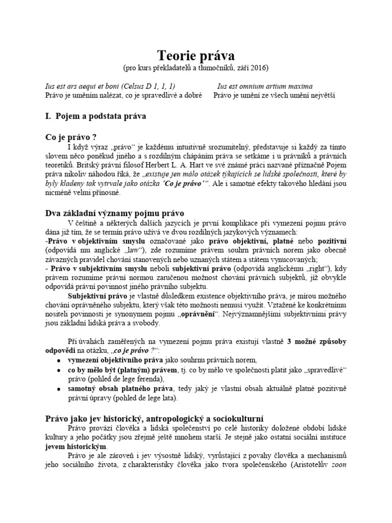 1.teorie Prava - Sylabus - Prof. Vecera 2016 | PDF