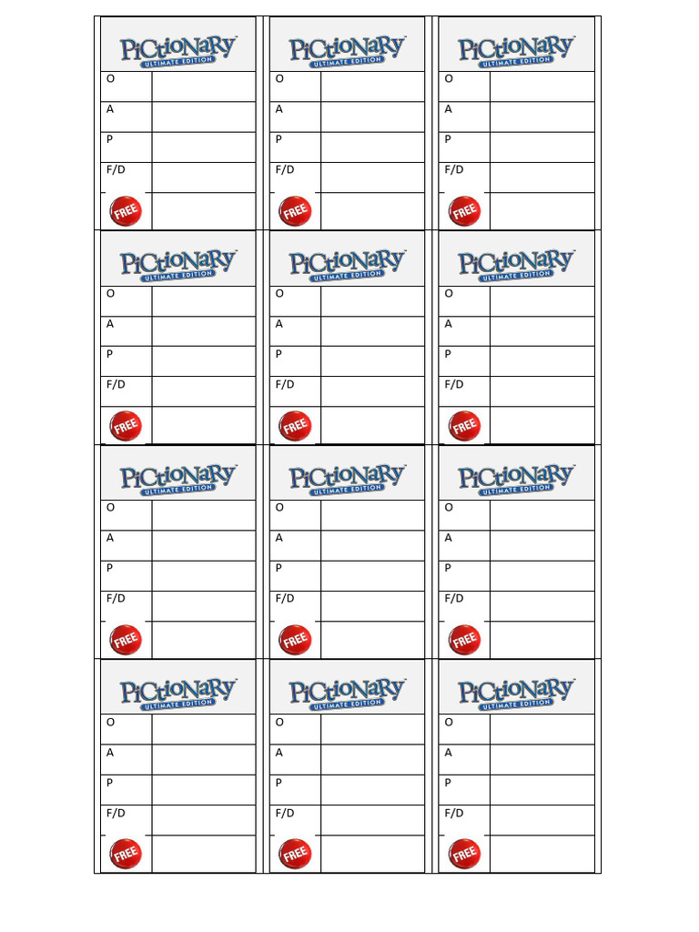 Pictionary Cards | PDF