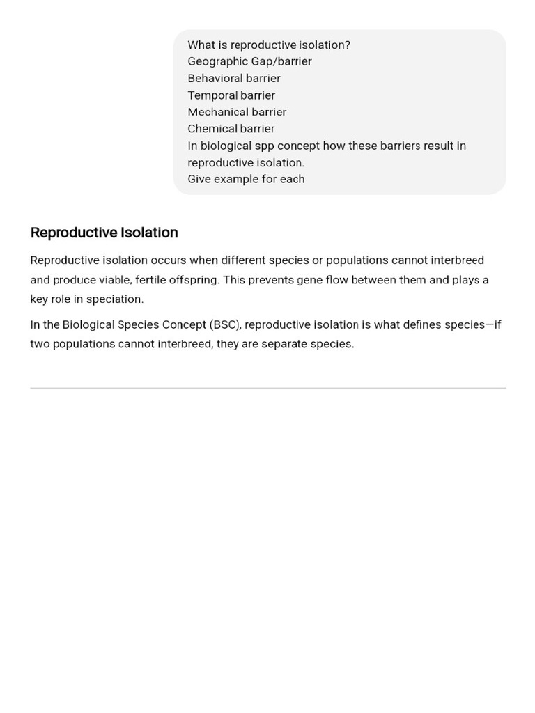 Reproductive Isolation and Types of Speciation | PDF