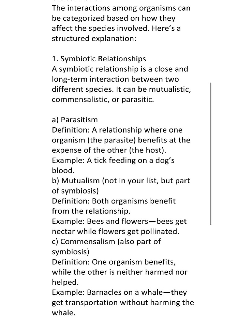 Interaction Among Organisms | PDF
