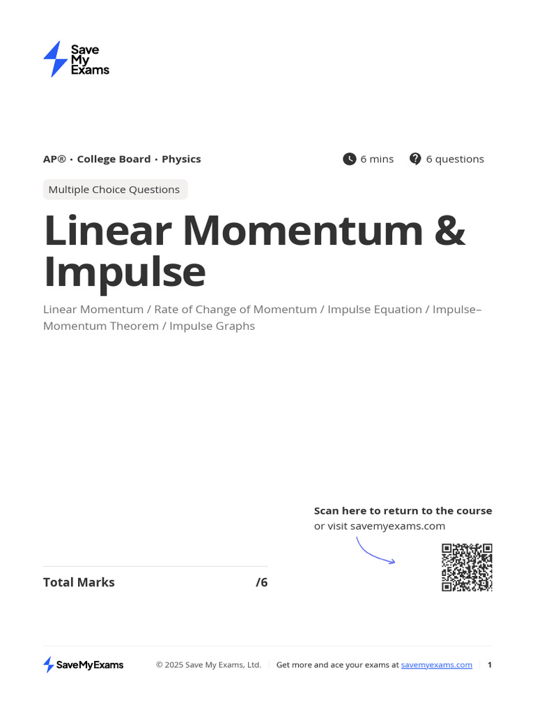 Linear Momentum & Impulse | PDF | Force | Momentum