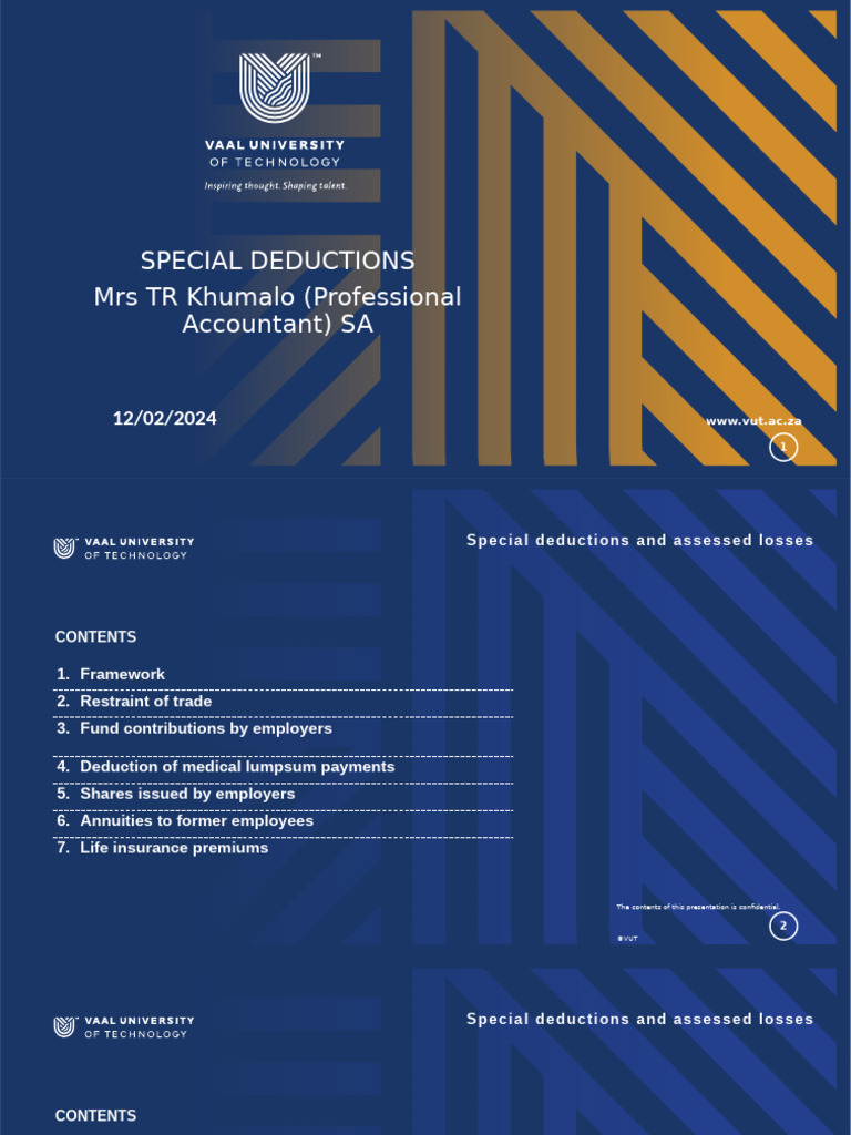 Chapter 12 Special Deductions | PDF | Tax Deduction | Expense