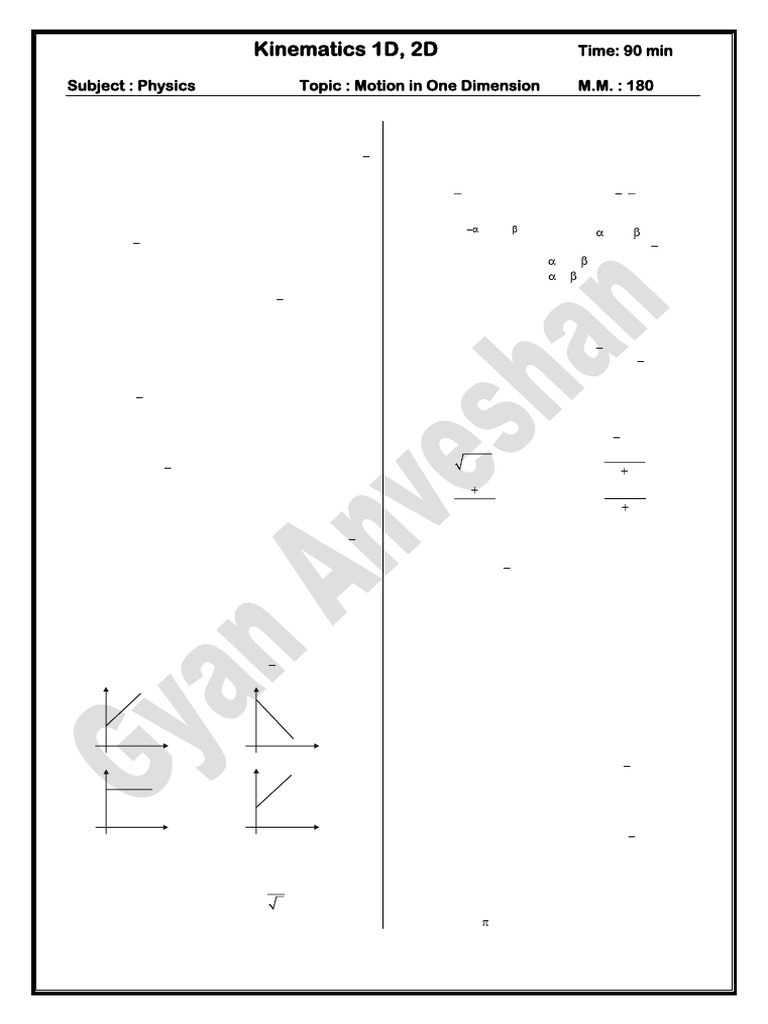 12.15 Physics Test 5 Kinematics 1D, 2D (25-06-2023)ANSWER | PDF ...