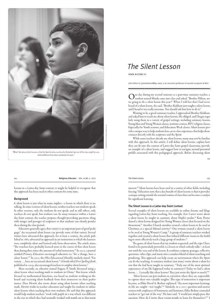 Hilton-Silent-Lesson-Final | PDF | Teachers | The Church Of Jesus Christ Of Latter Day Saints