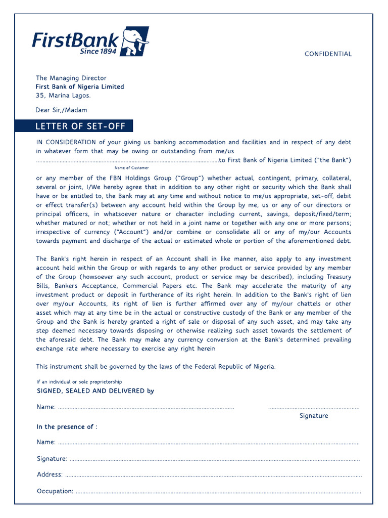 Letter of Set Off | PDF