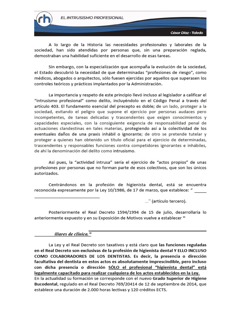 Articulo Intrusismo Profesional | PDF