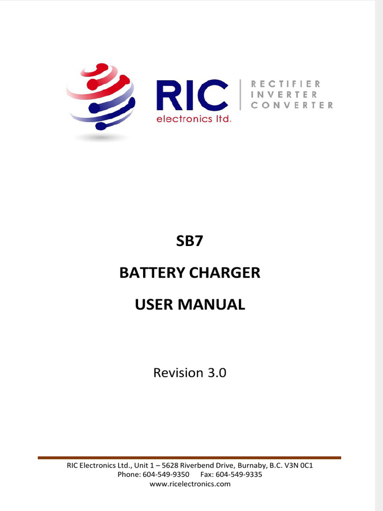 SB7 Battery Charger User Manual | PDF | Battery Charger | Rectifier