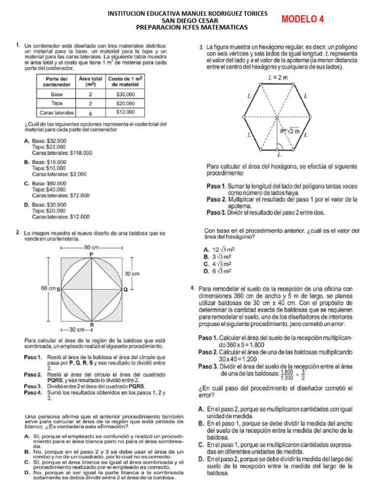 PREPARACION ICFES MATEM MOD 4 | PDF
