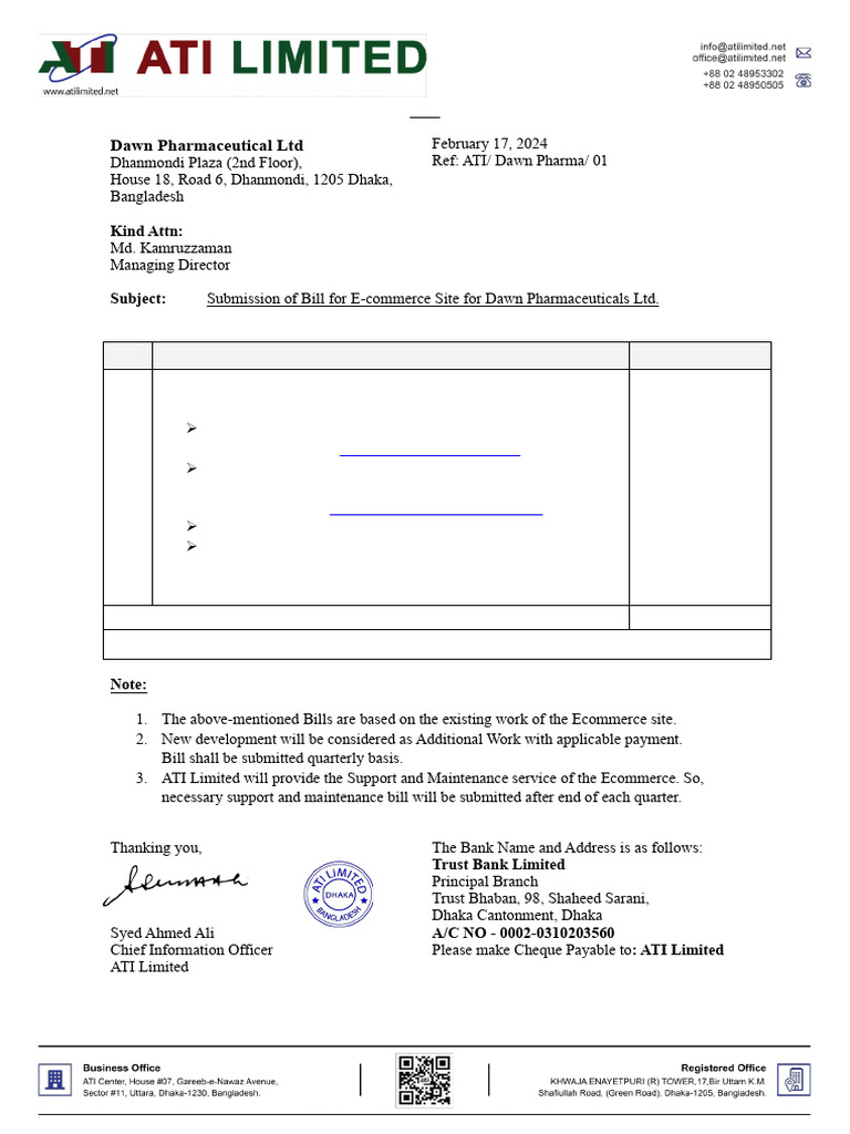 E-Commerce Bill for Dawn Pharmaceuticals | PDF | Internet | Computing