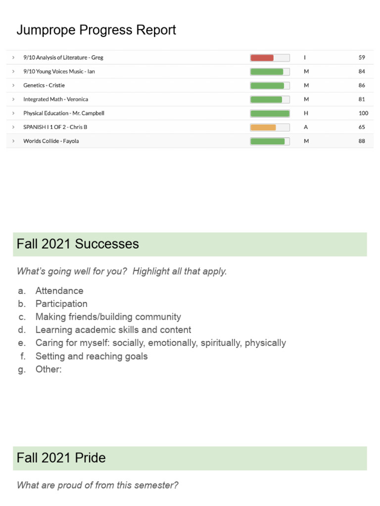 Jumprope Progress Report Fall 2021 | PDF