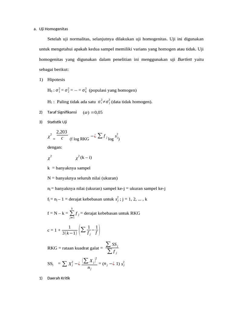 Uji Homogenitas Varians dengan Bartlett | PDF