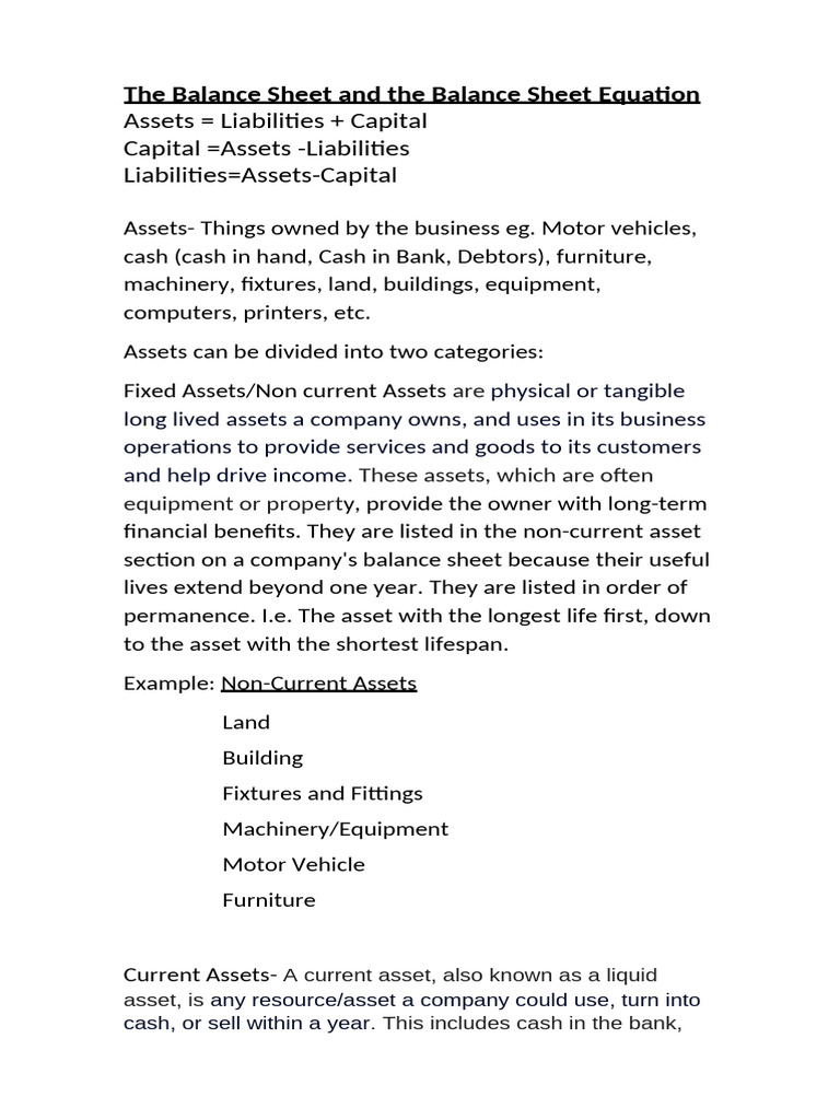 Understanding the Balance Sheet Equation | PDF | Balance Sheet ...