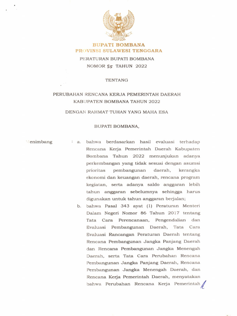 Perbup No 55 Tahun 2022 | PDF