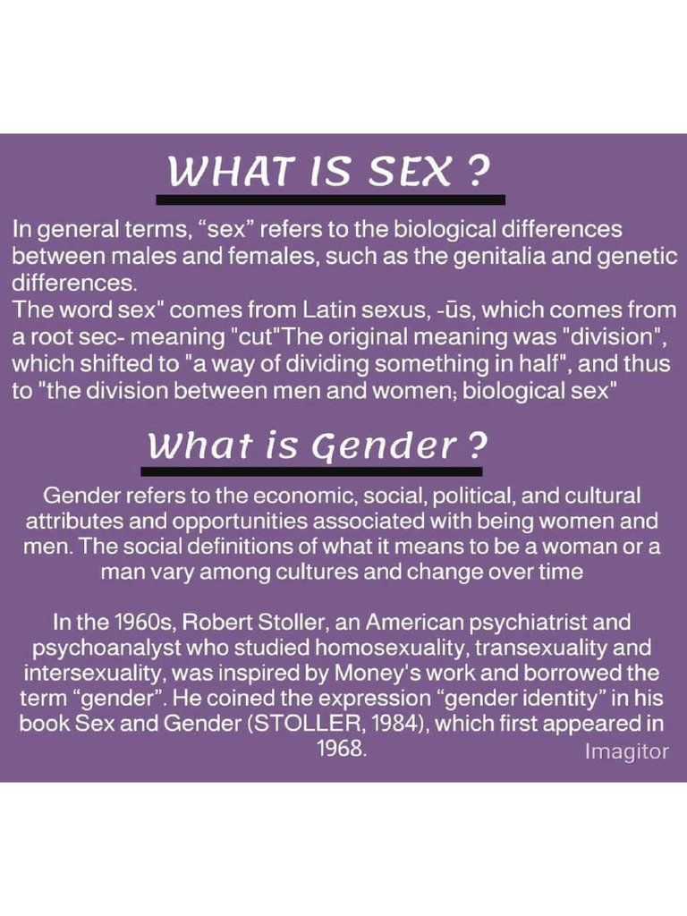 Lec 26 Difference Between Sex And Gender Pdf