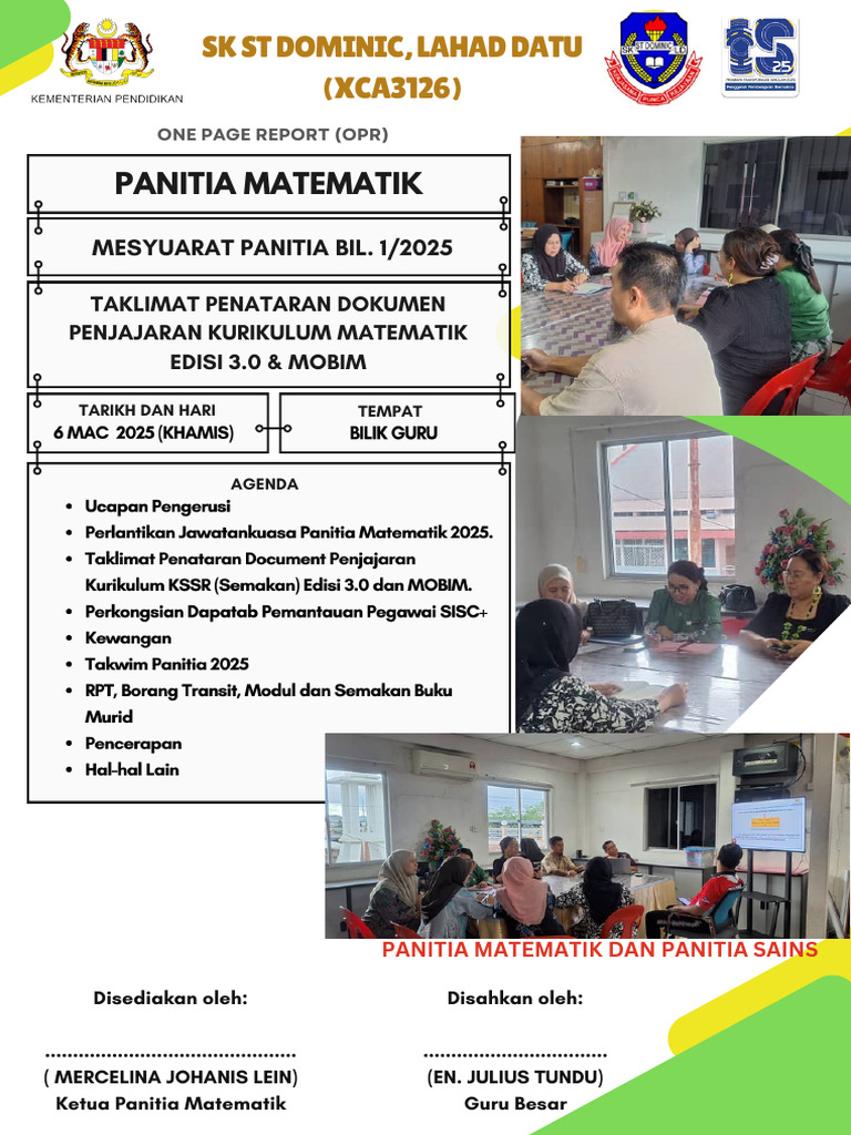 TEMPLATE OPR Mesyuarat Matematik Bil 1 | PDF