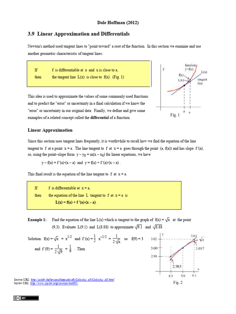 MA005 3.9 Linear Approximation | PDF | Tangent | Area