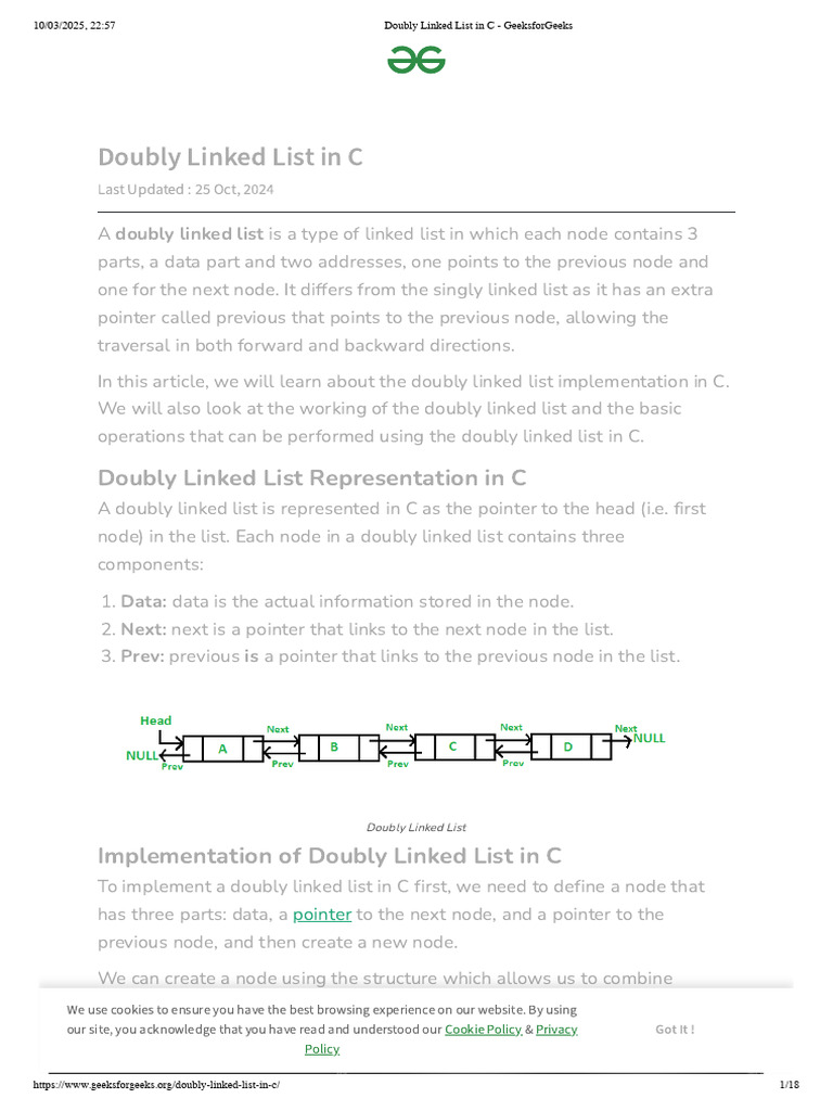 Doubly Linked List in C | PDF | Pointer (Computer Programming) | Computing
