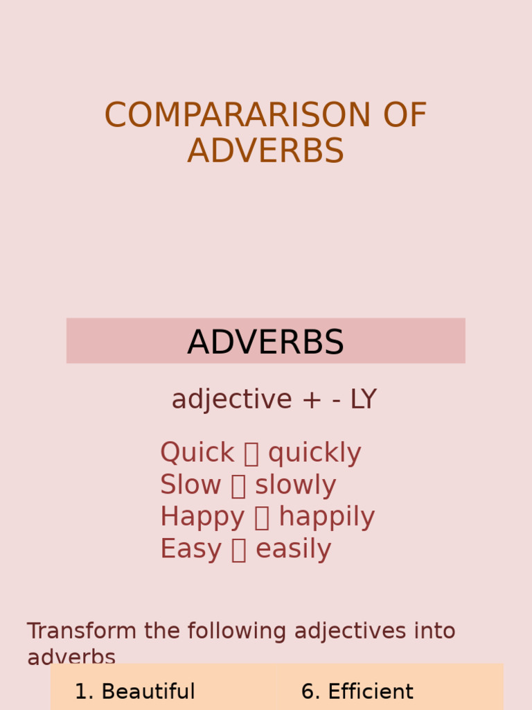 Comparison of Adverbs | PDF