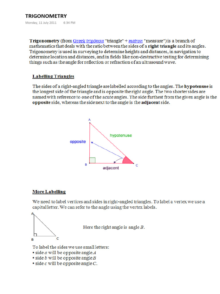 Special Right Triangles Overview | PDF | Trigonometry | Triangle