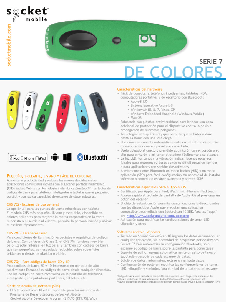 Socket Mobile CHS 7ci 113377 | PDF | Tableta | Asistente personal digital