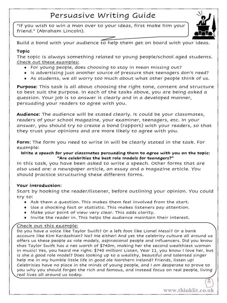 Persuasive Writing Guide Compressed | PDF | Sentence (Linguistics ...