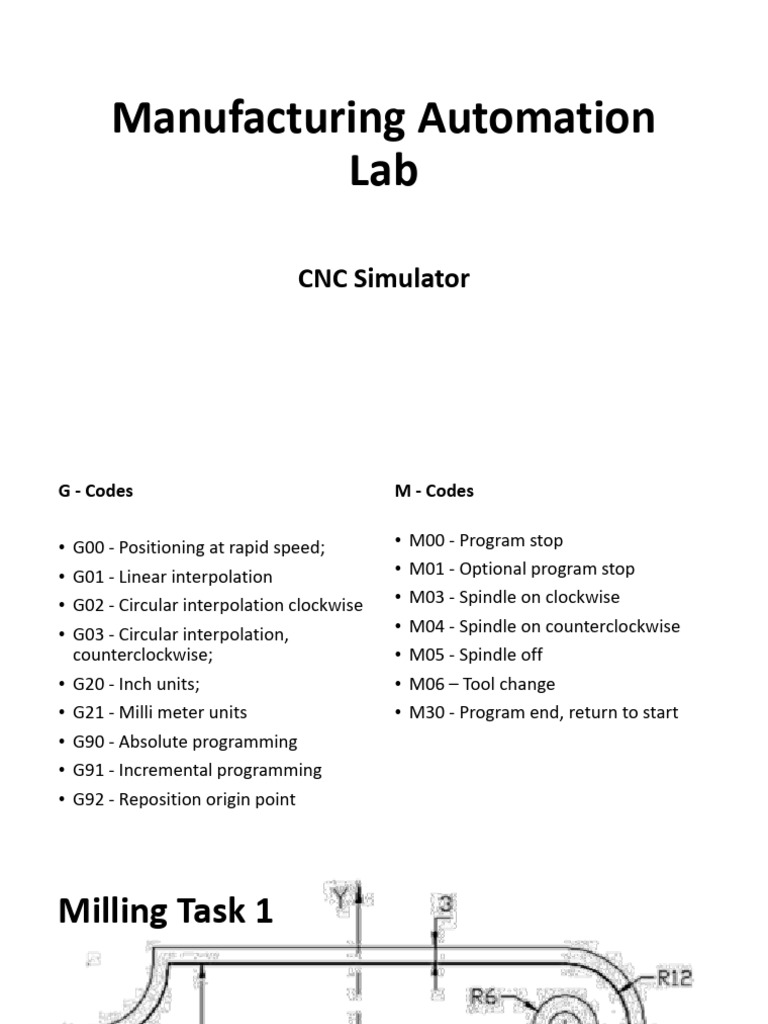 CNC Codes for Manufacturing Automation Lab | PDF