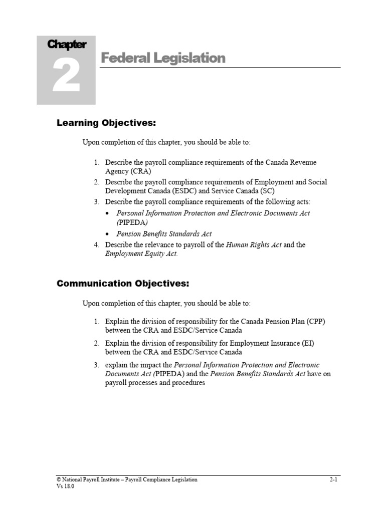 2024 PCL Chapter 2 Federal Legislation | PDF | Cost Of Living | Payroll Tax
