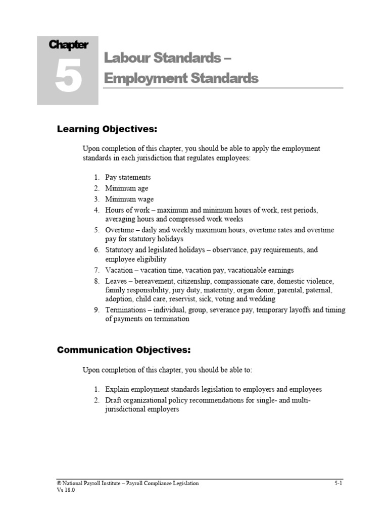2024 PCL Chapter 5 Labour Standards - Employment Standards - 2 | PDF ...
