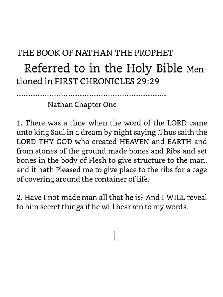 Book of Nathan The Prophet | PDF