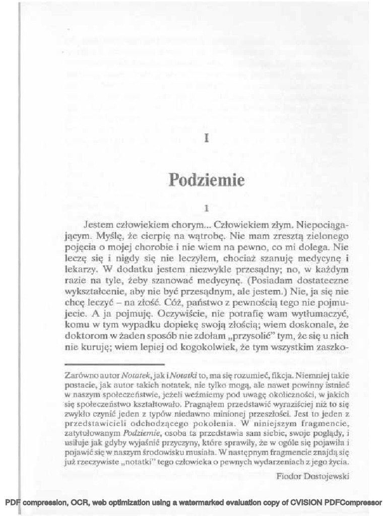 Notatki Z Podziemia Fiodor Dostojewski | PDF | Text | Digital Typography